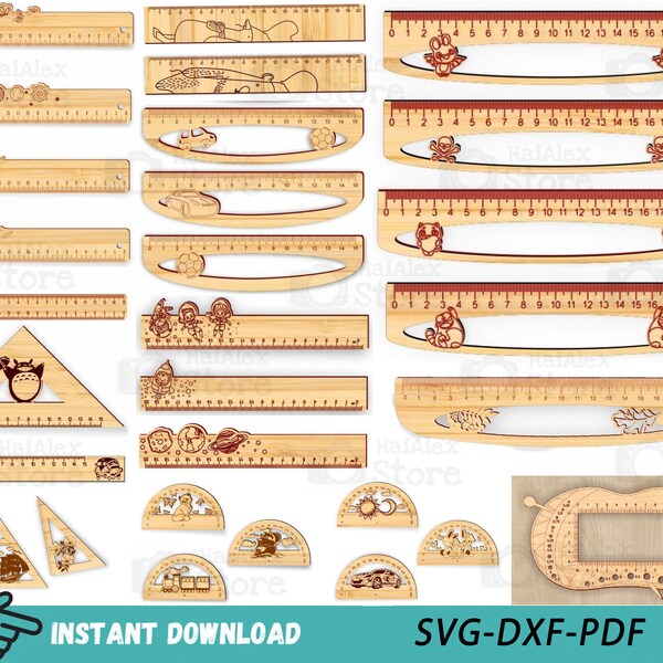 Laser Cut Wooden Ruler Svg - Etsy