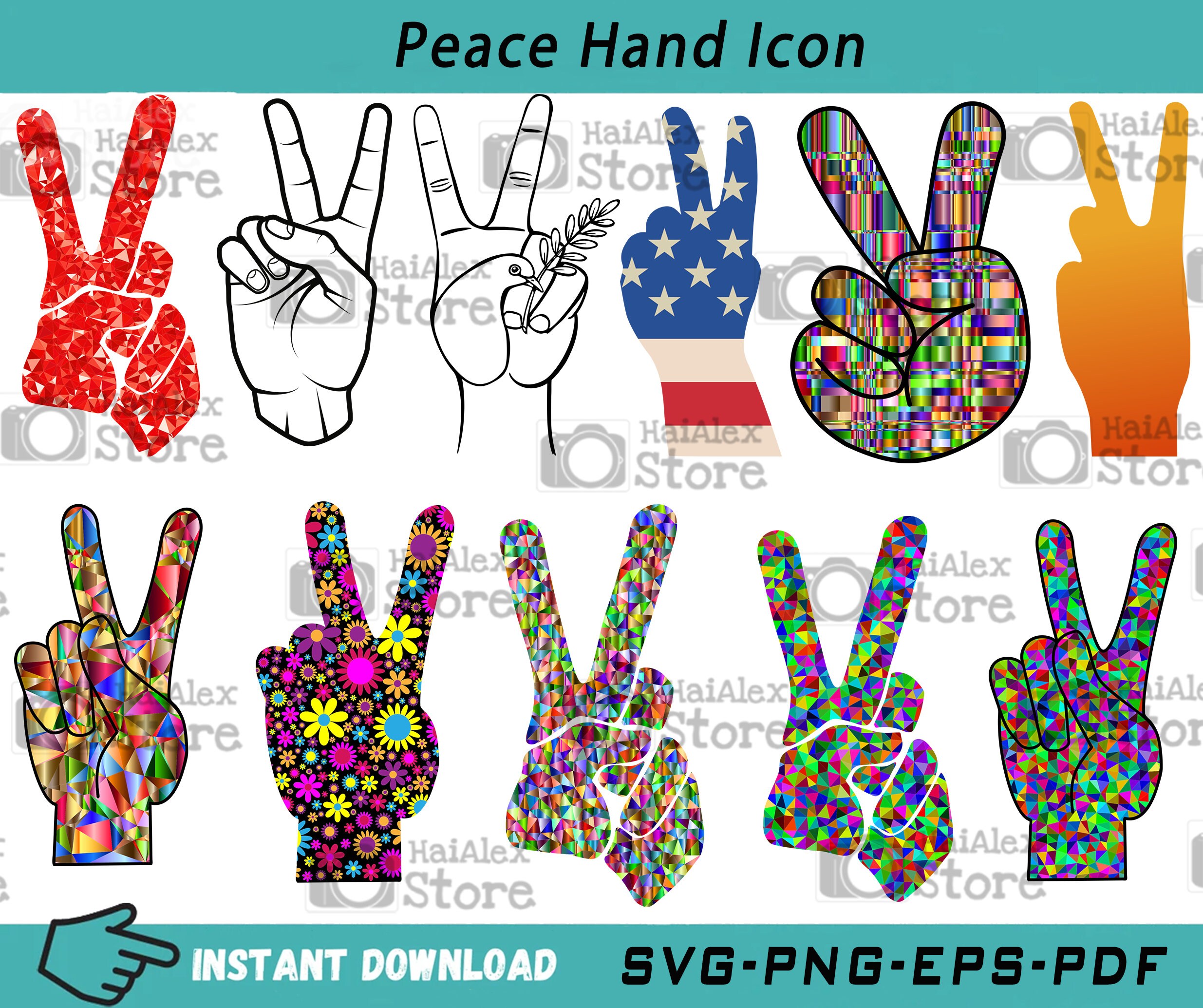 Colorful Peace Hand