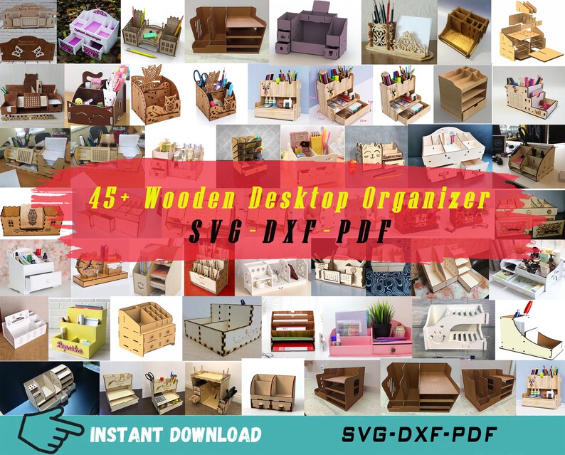 45 Wooden Desktop Organizer Svg File for Laser Cut Office - Etsy UK