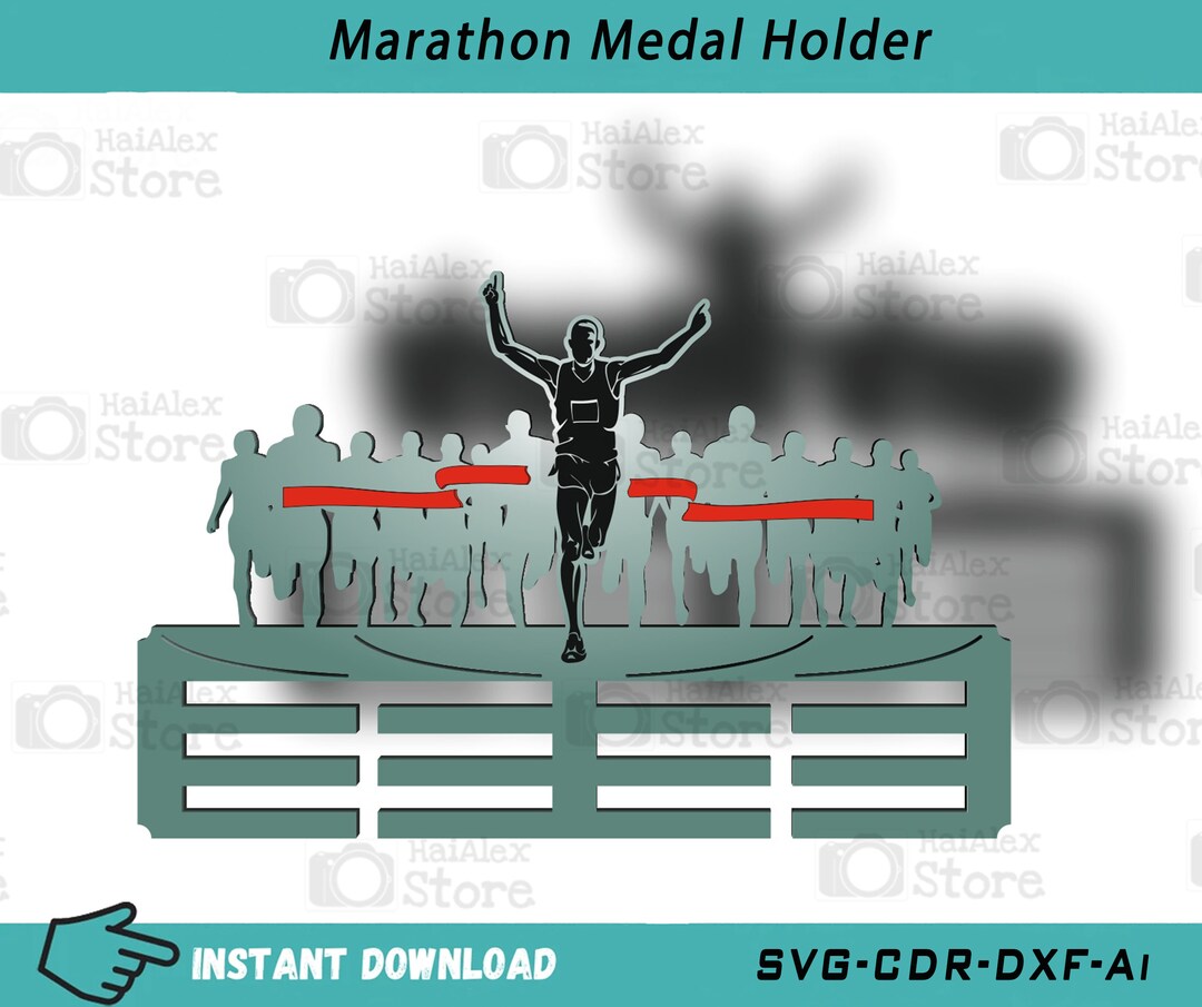 Marathon Medal Holder Svg File for Laser Cut, Marathon Medal and ...