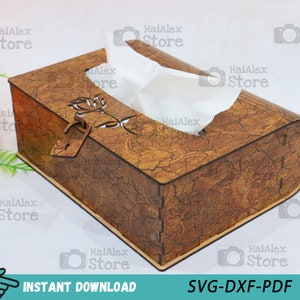 Wooden Tissue Box 3mm Laser Cut File, Rose Decor Tissue Box Design ...
