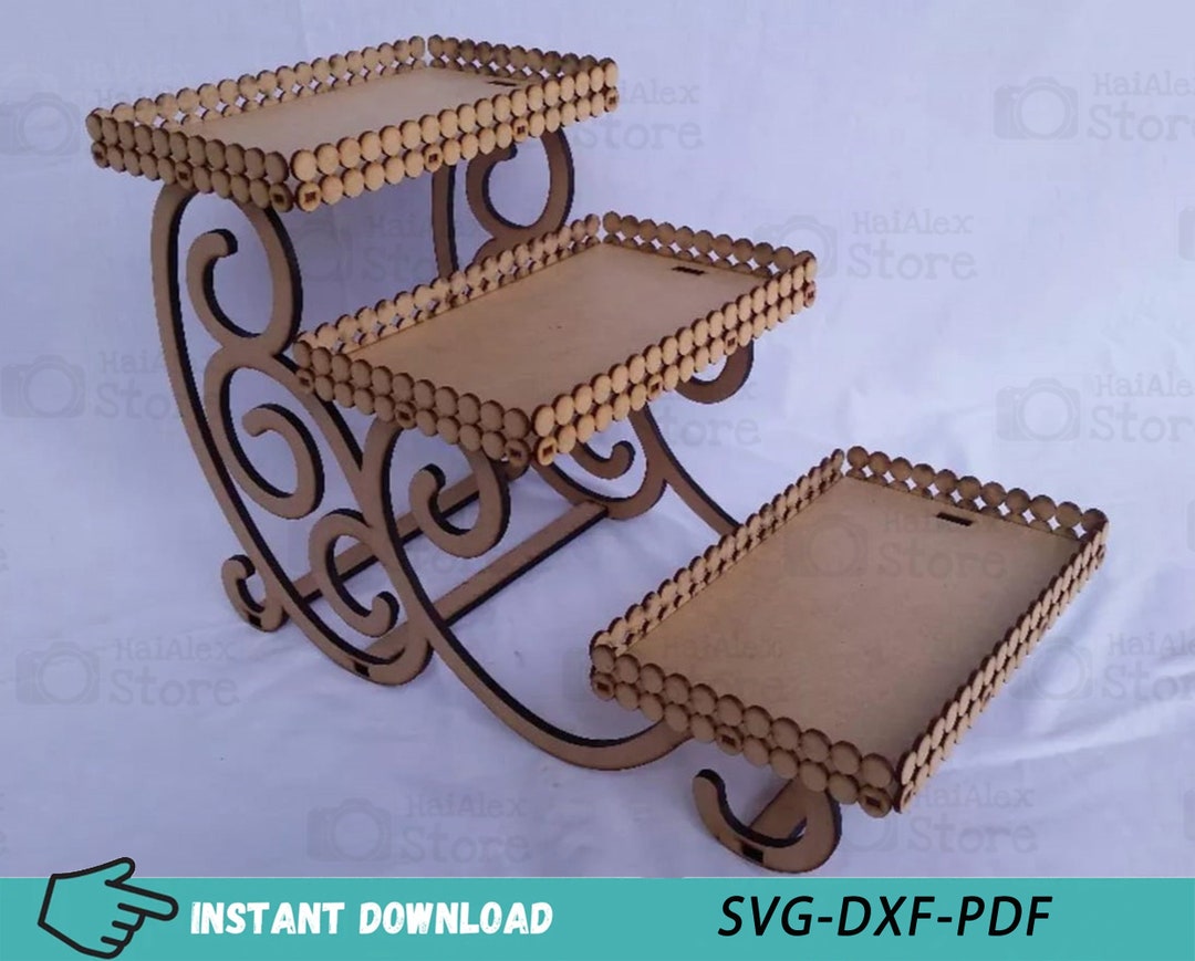Wooden Cupcake Dessert Stand Laser Cut File, Cake Stand Template ...