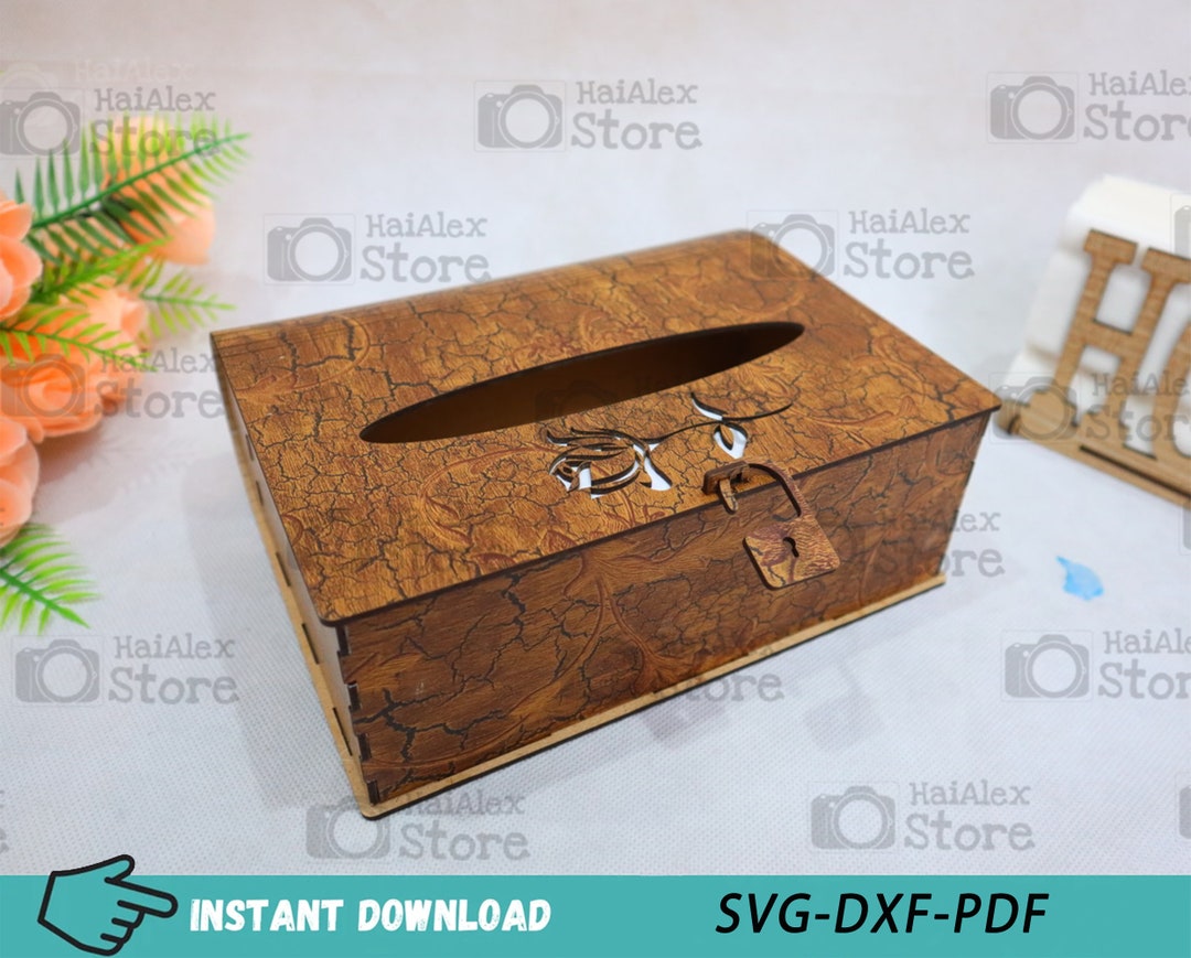 Wooden Tissue Box 3mm Laser Cut File, Rose Decor Tissue Box Design ...