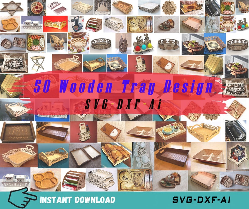 50 Wooden Tray Svg Files for Laser Cut Wooden Carved Tray - Etsy 日本
