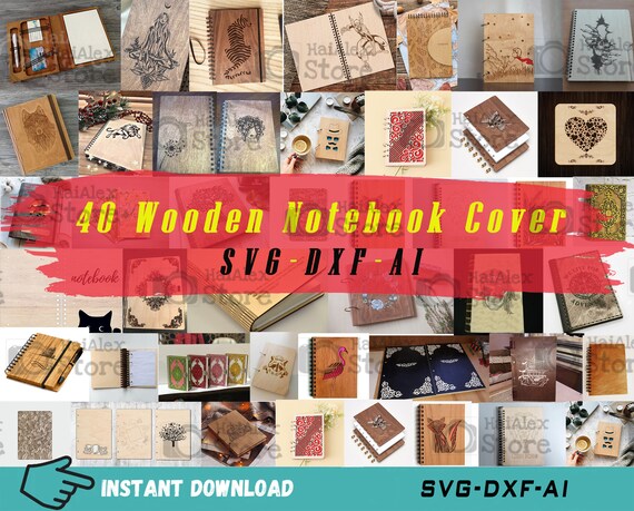 40 Wooden Notebook Cover Svg File for Laser Cut Book Cover - Etsy Hong Kong