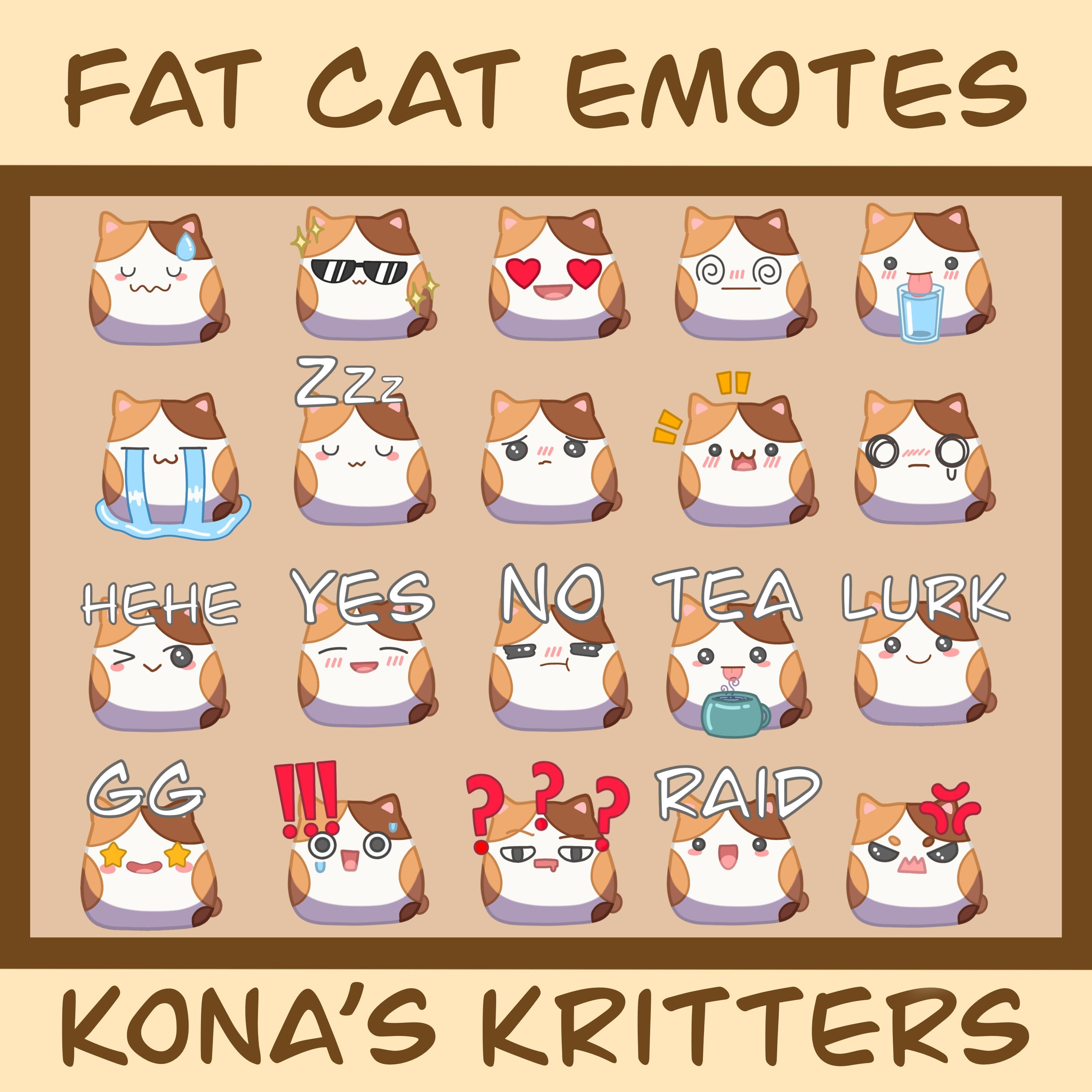 Set of 20 Final Fantasy 14 FFXIV Inspired Fat Cat Emotes for Discord ...