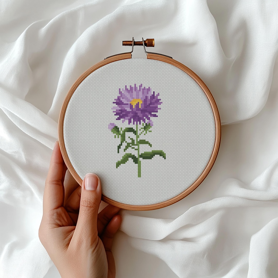 Mini Aster Flower Cross Stitch Pattern, Floral Decor (PDF Pattern) - Etsy