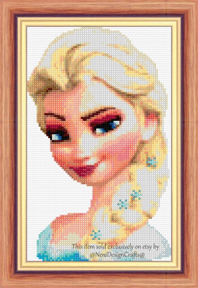 Elsa Small Portrait Cross Stitch Pattern Princess Cross Stitch - Etsy
