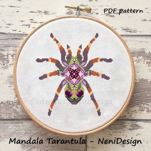Mandala Tarantula, Cross Stitch Pattern, Cross Stitch Embroidery ...