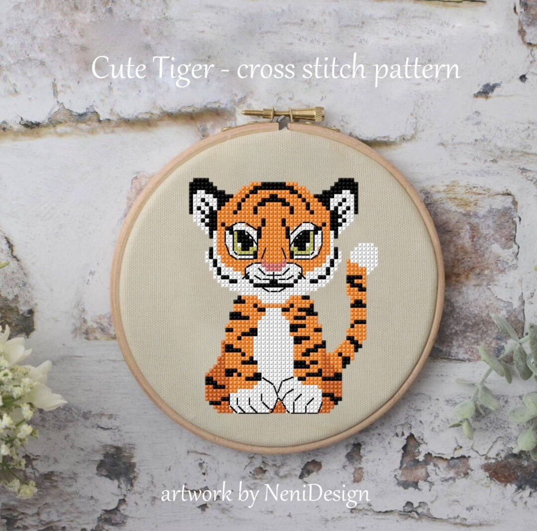 Cute Tiger Cross Stitch Pattern Jungle Animal Cross Stitch Pattern Kids ...