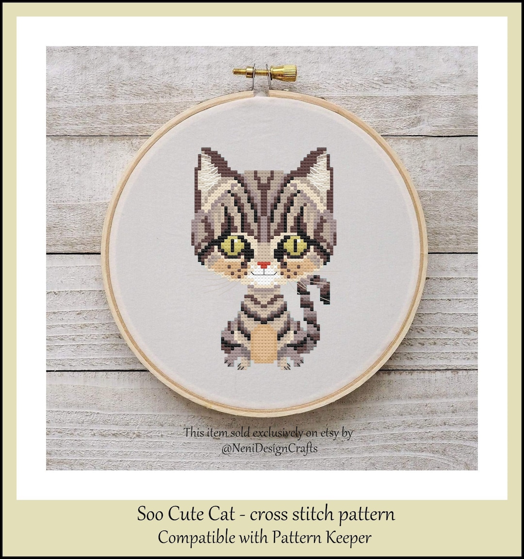 Soo Cute Cat Cross Stitch Pattern Animal Cross Stitch Cute Animals Home ...