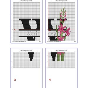 Floral Letter W Cross Stitch Pattern, Customizable Name (PDF) - Etsy