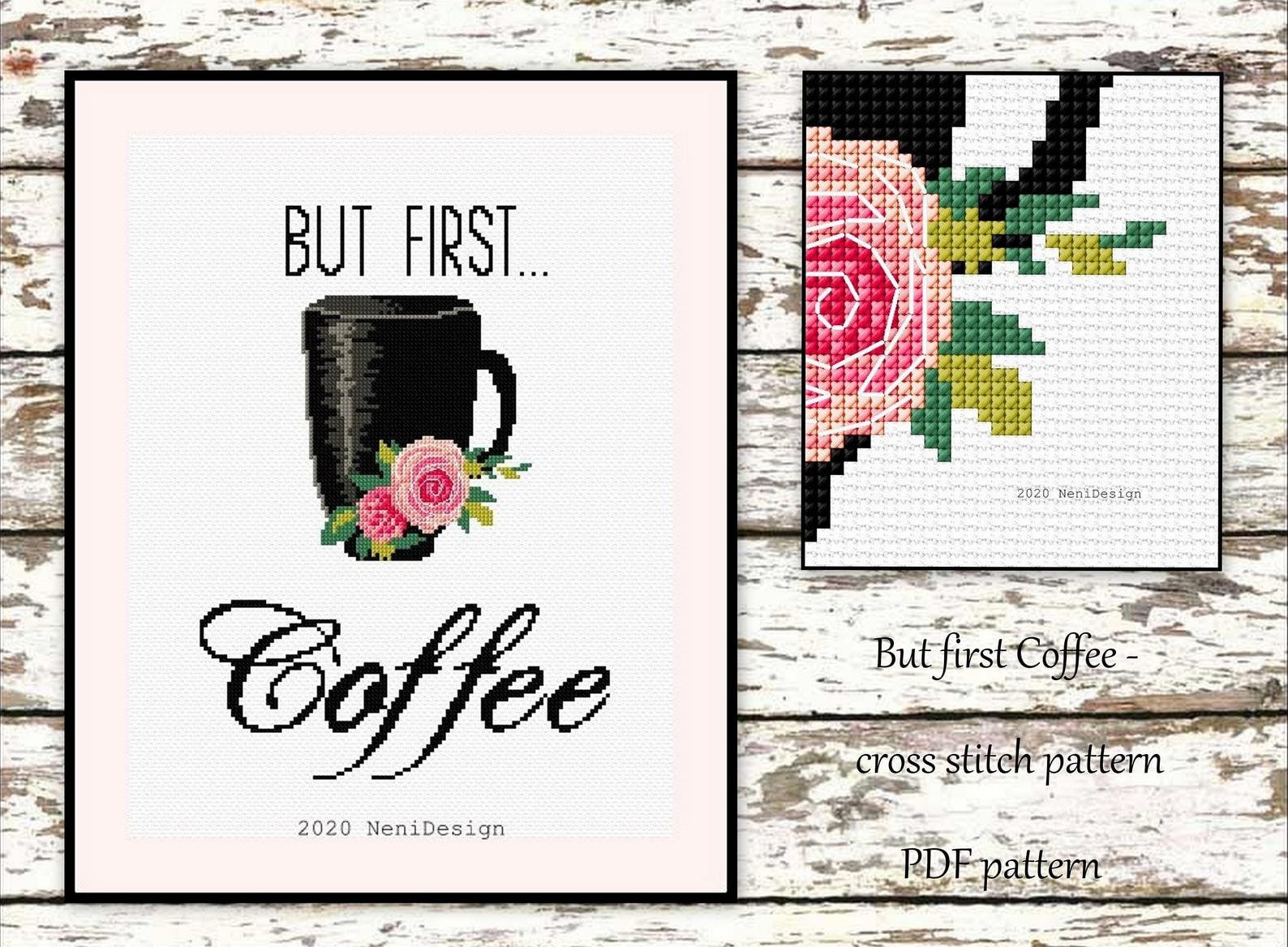 But first Coffee cross stitch pattern cross stitch coffee | Etsy