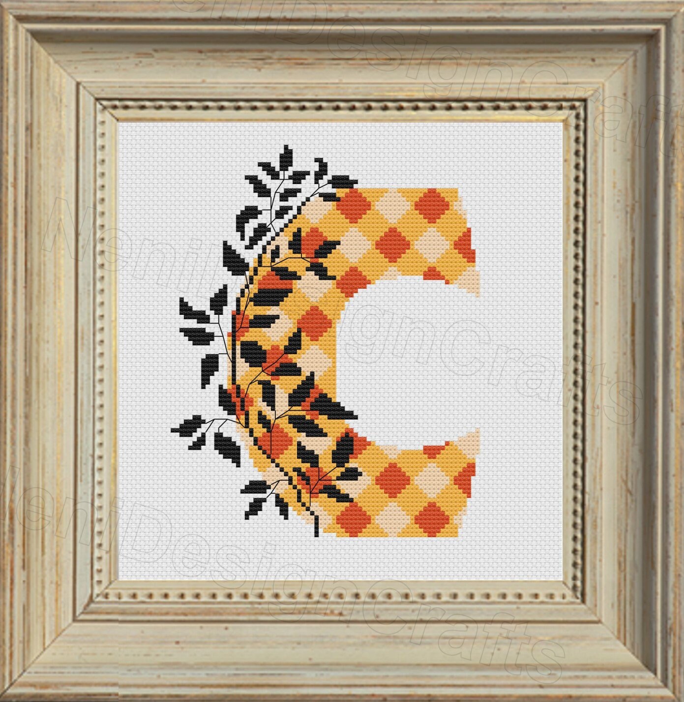 Floral Letter C Cross Stitch Pattern, Autumn Colors (PDF Pattern) - Etsy