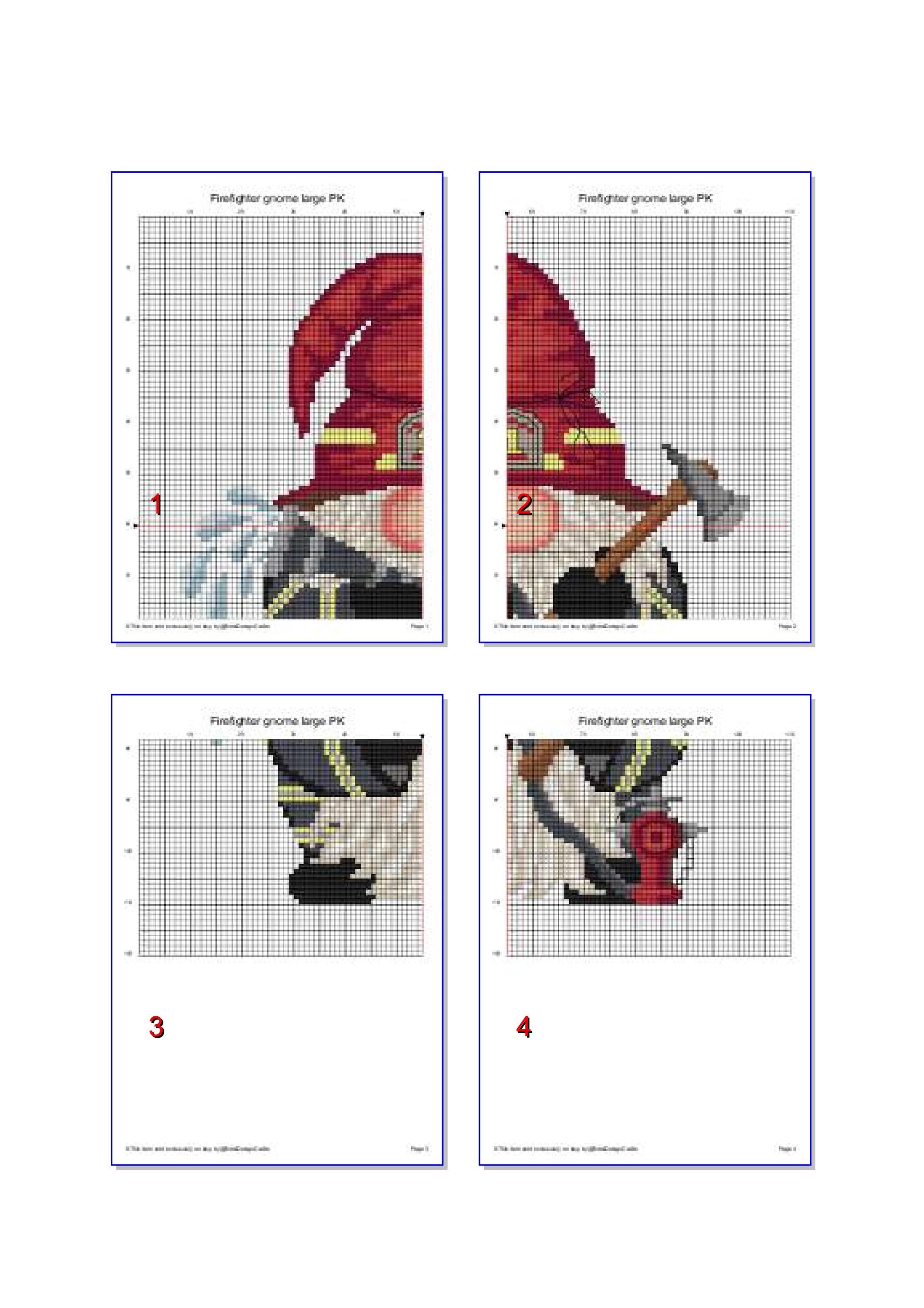 Firefighter Gnome Cross Stitch Pattern (PDF Pattern) - Etsy