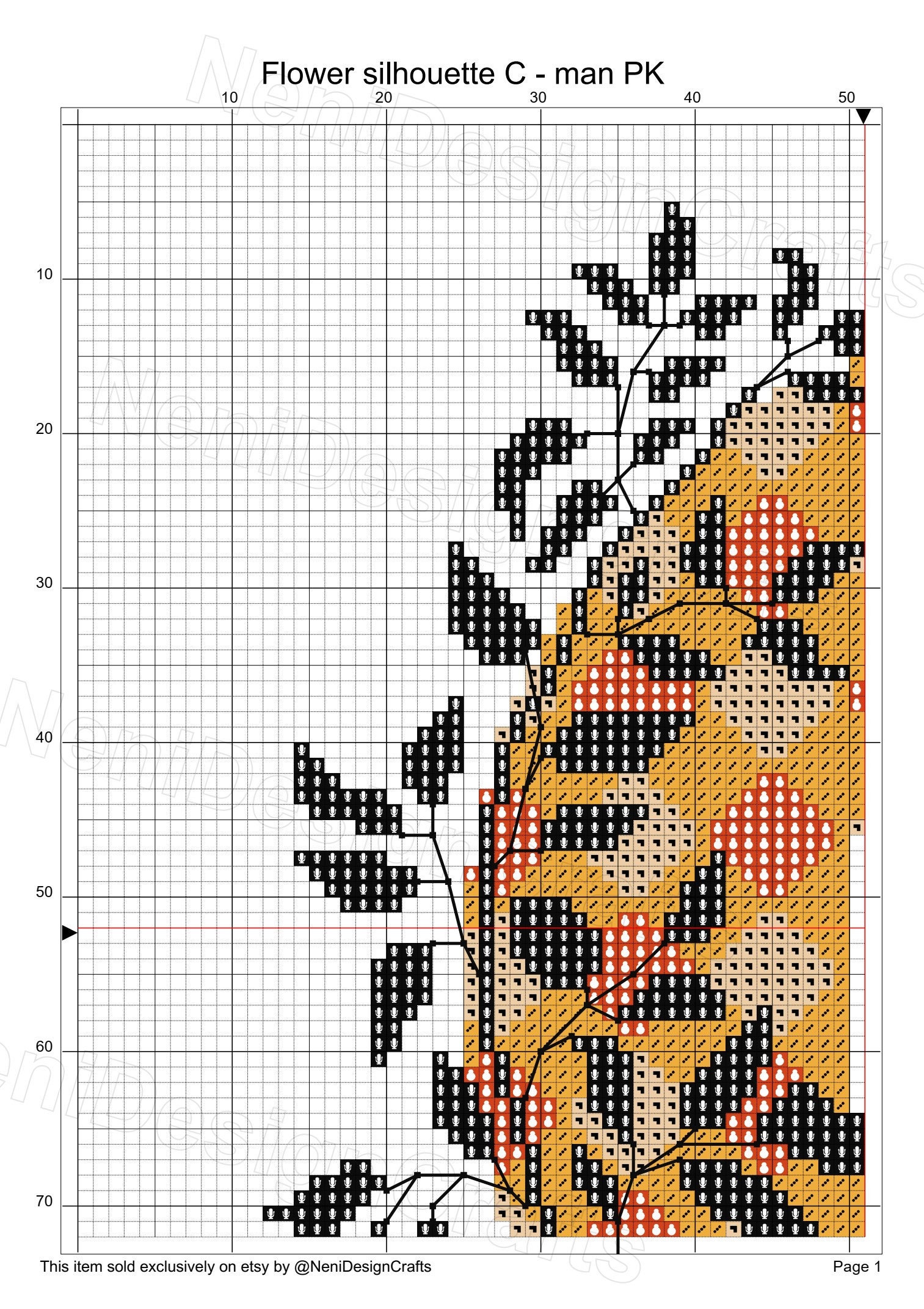 Floral Letter C Cross Stitch Pattern, Autumn Colors (PDF Pattern) - Etsy