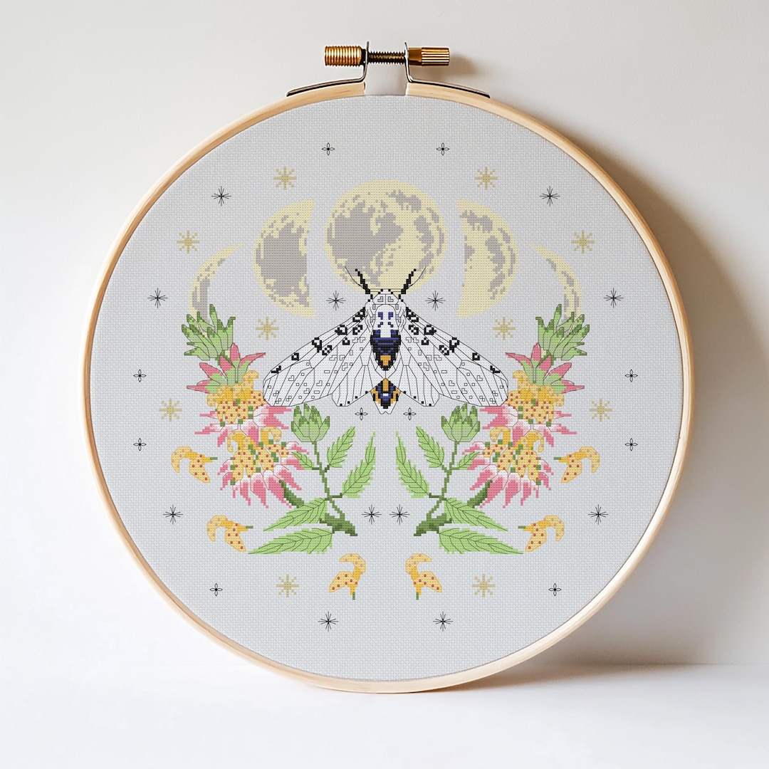 Moth Cross Stitch Pattern Giant Leopard Moth Modern Insect Art ...