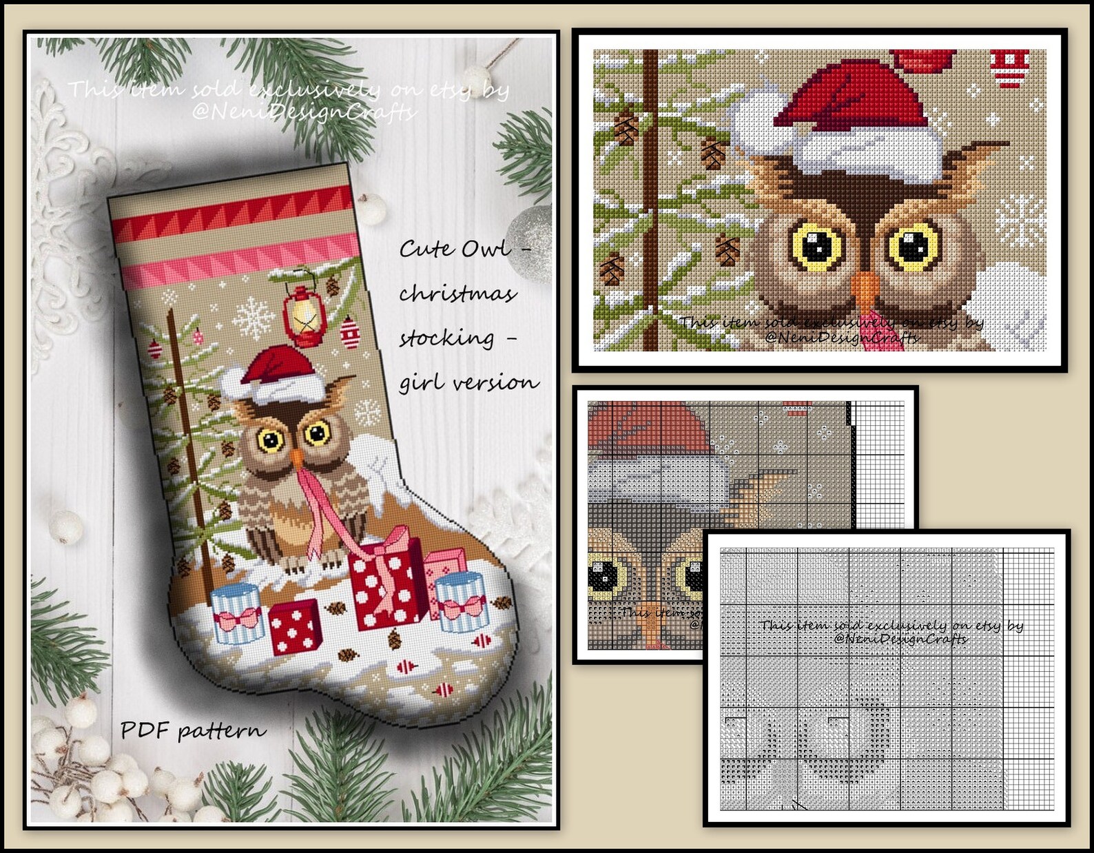 Cute Owl Girl Version Christmas Stocking Girl Christmas Gift - Etsy