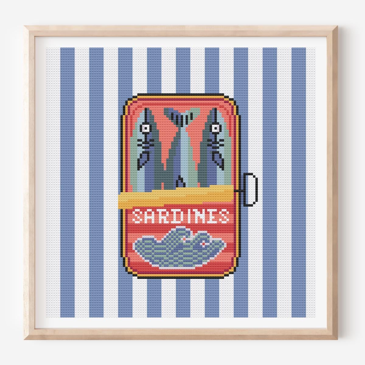 Sardines Bundle, Modern Art Sardine, Set of 9 Modern Embroidery, Fish ...