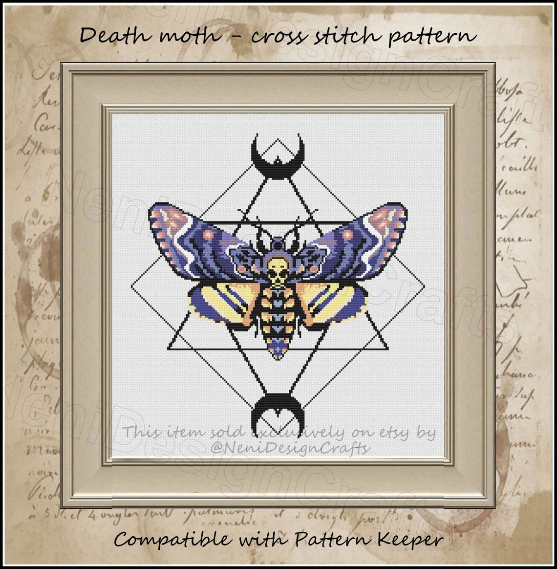 Death Moth Cross Stitch Pattern Moth Cross Stitch Death - Etsy