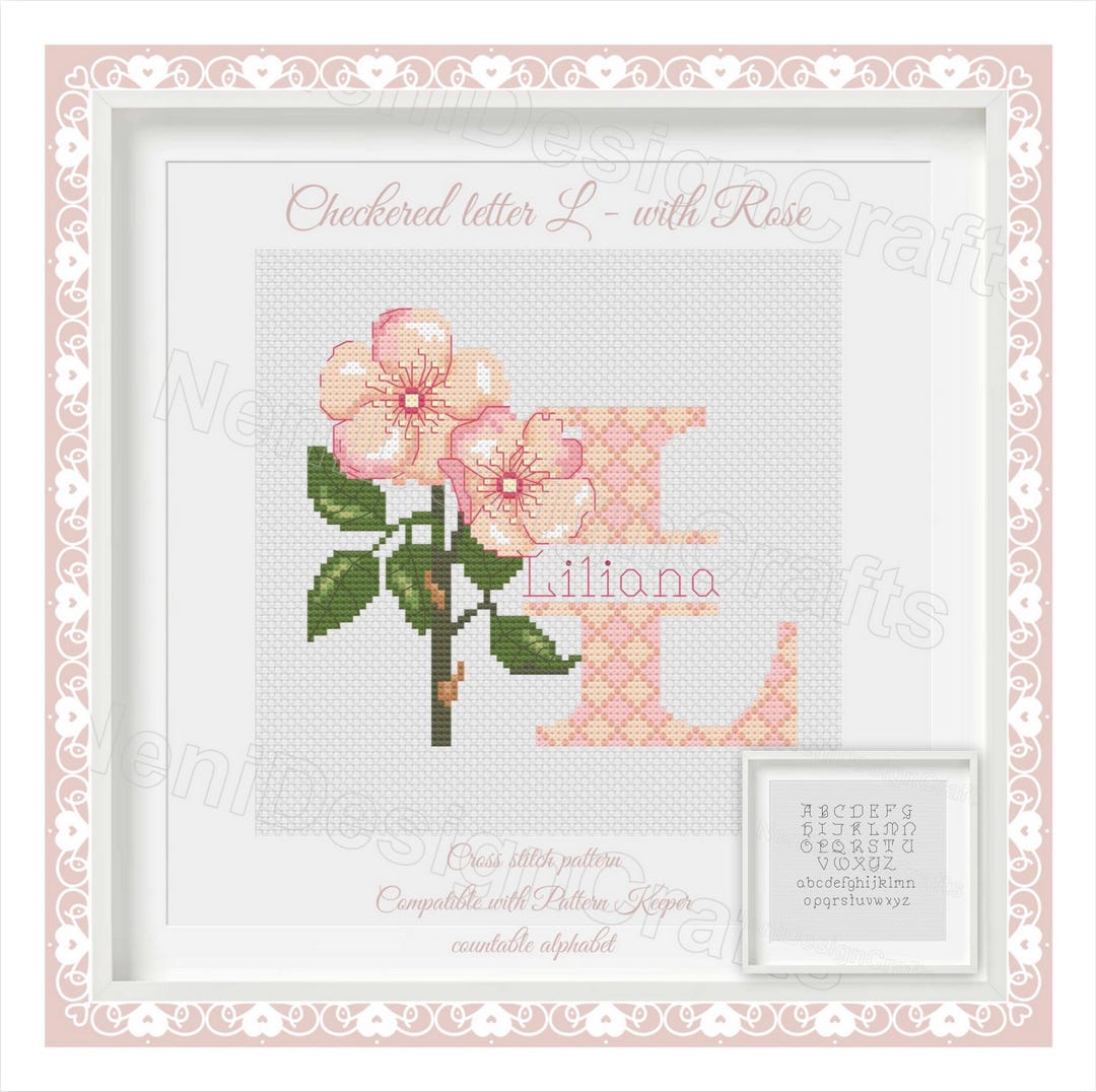 Checkered Letter L Cross Stitch Pattern, Customizable Name (PDF Pattern ...
