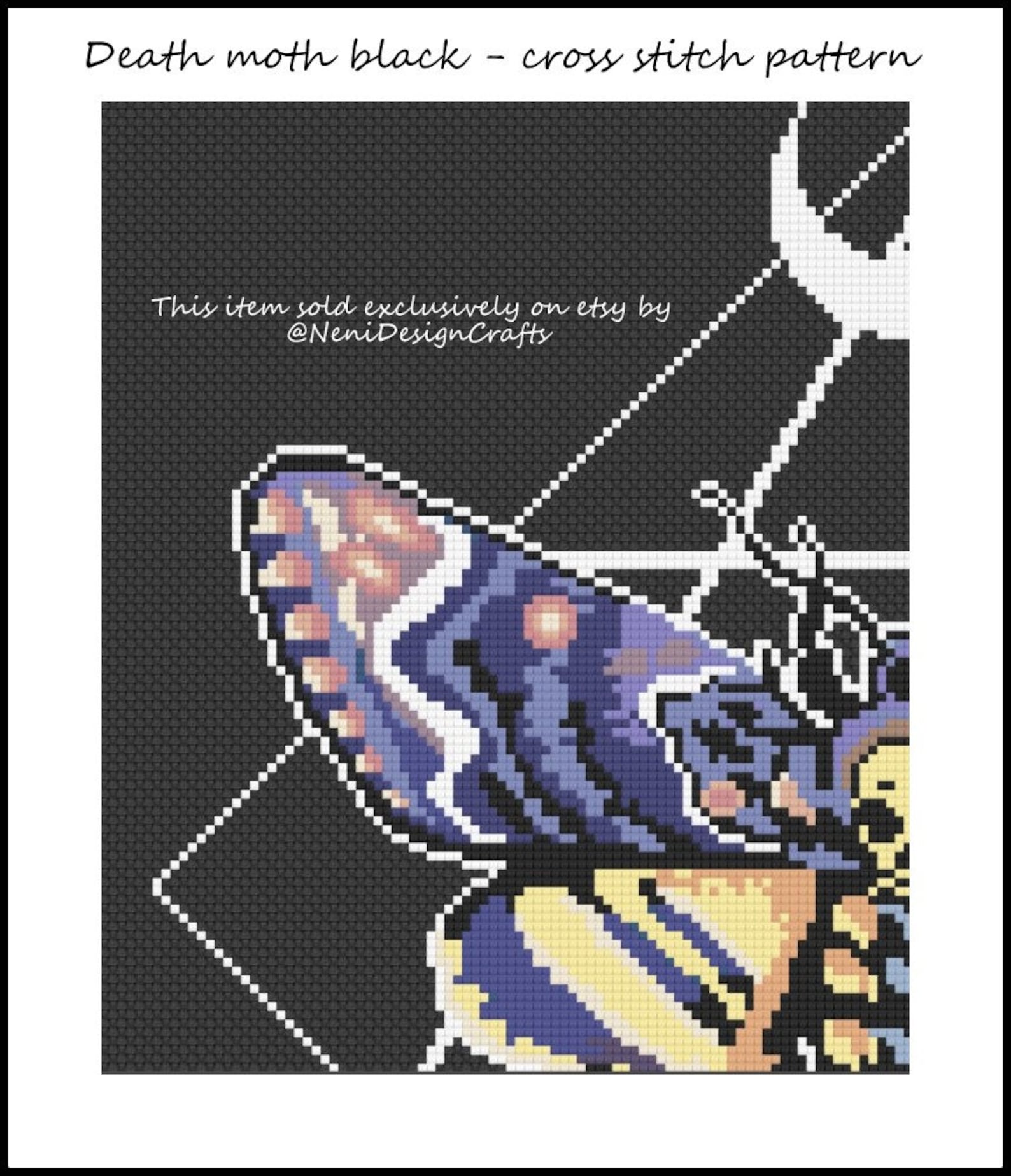 Death Moth Cross Stitch Pattern, Mystical Decor (PDF Pattern) - Etsy