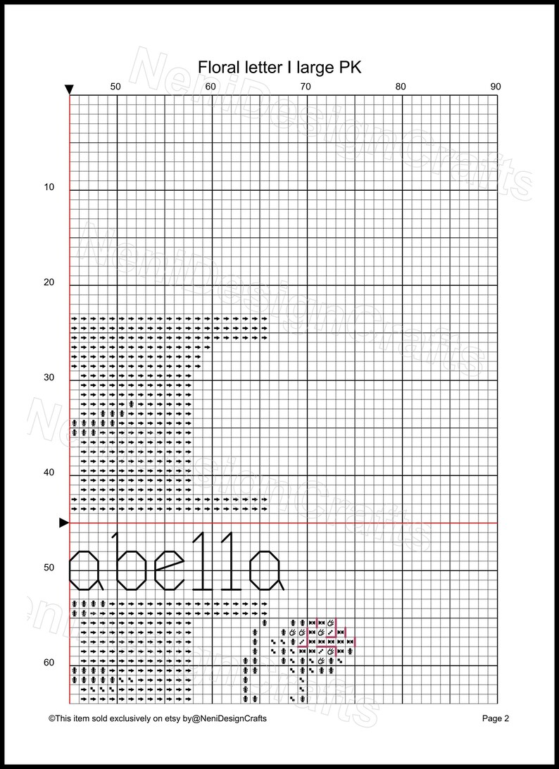 Floral Letter I Cross Stitch Pattern, Customizable Alphabet (PDF) - Etsy