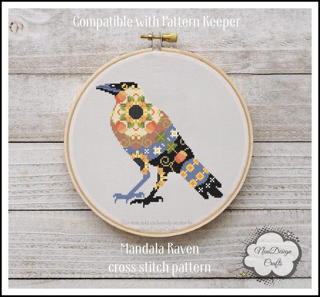 Mandala Raven Cross Stitch Pattern Raven Cross Stitch Pumpkin Autumn ...