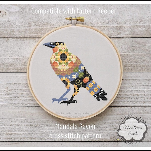 Raven Cross Stitch - Etsy
