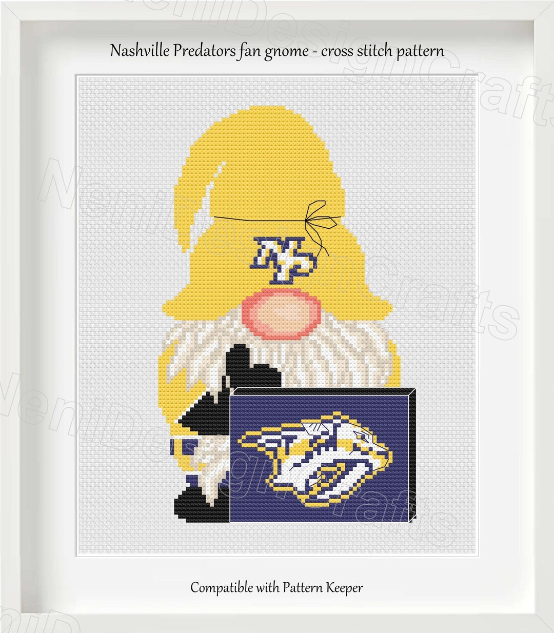 Hockey Fan Gnome Cross Stitch Pattern Hockey Team Cute Gnome Pattern ...