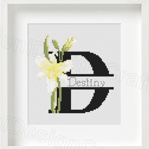 Floral Letter D Cross Stitch Pattern, Customizable Name Alphabet (PDF ...