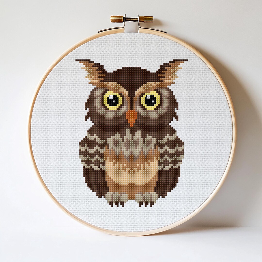 Owl Cross Stitch, Owl Lovers, Nocturnal Forest Animals (PDF Pattern) - Etsy