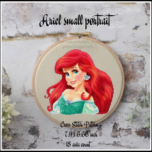 Ariel Cross Stitch Pattern Ariel DIY Ariel Pattern Kids Room - Etsy