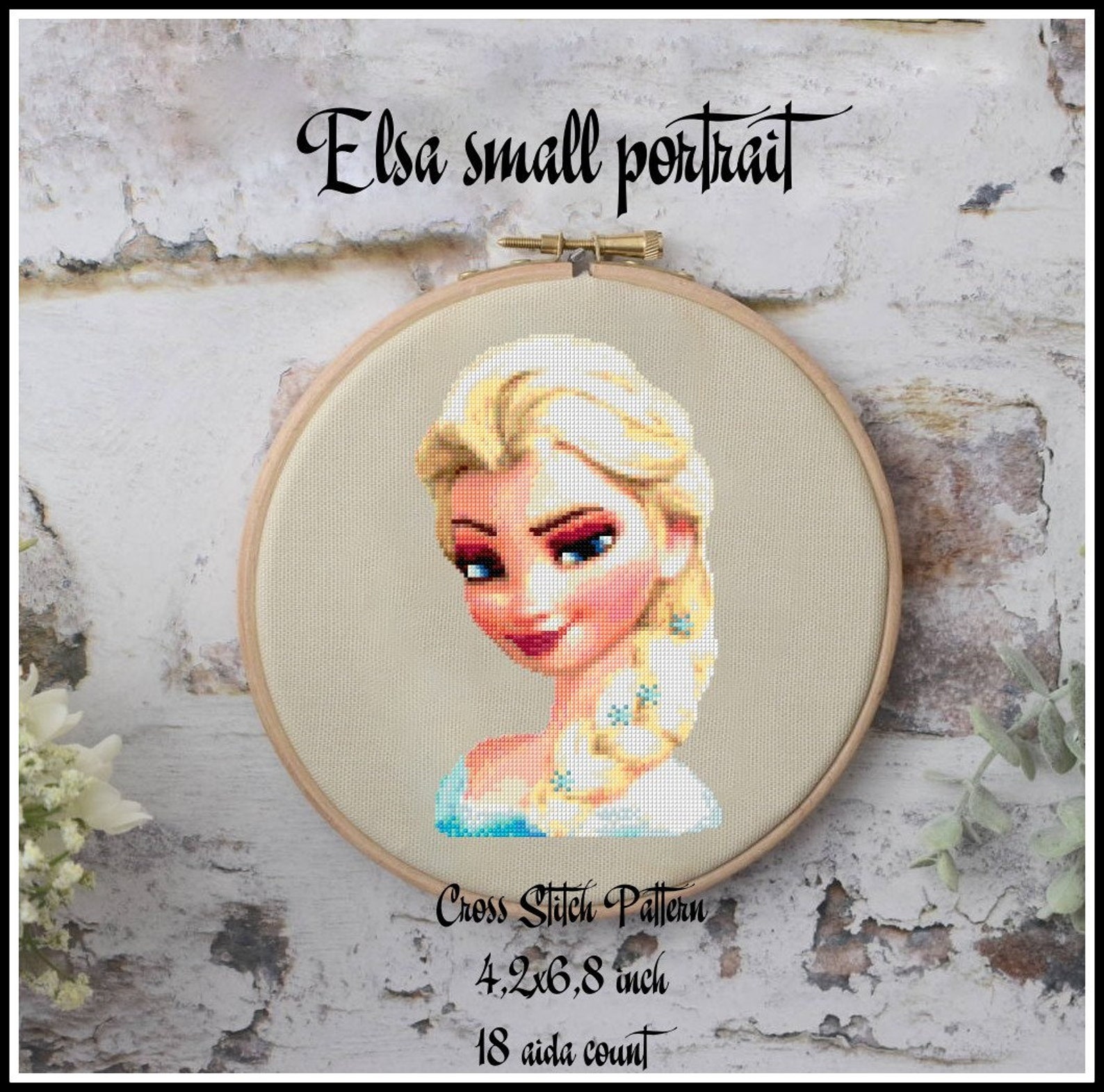 Elsa Small Portrait Cross Stitch Pattern Princess Cross Stitch - Etsy