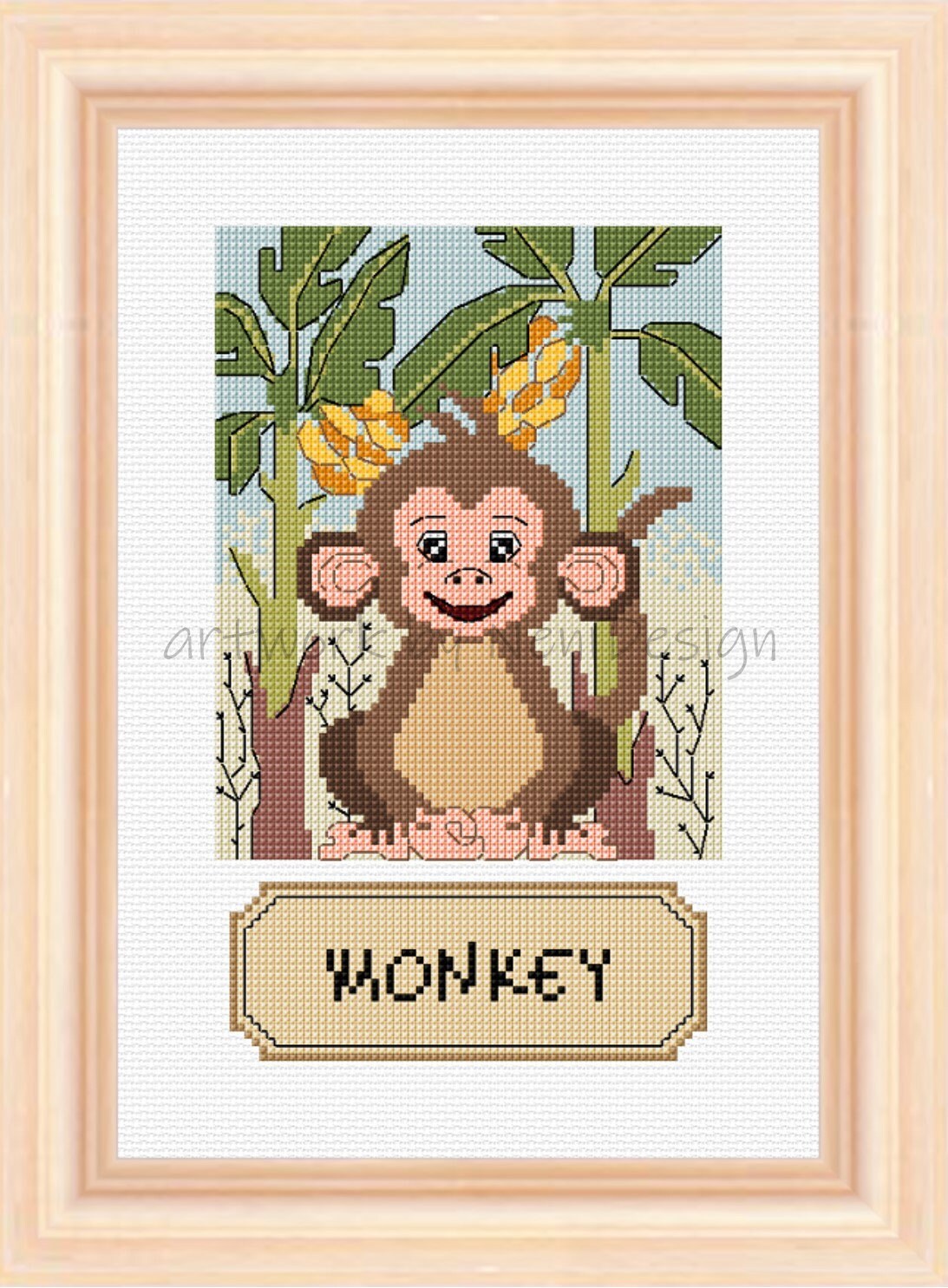 Monkey Cross Stitch Pattern Jungle Animal Cross Stitch - Etsy