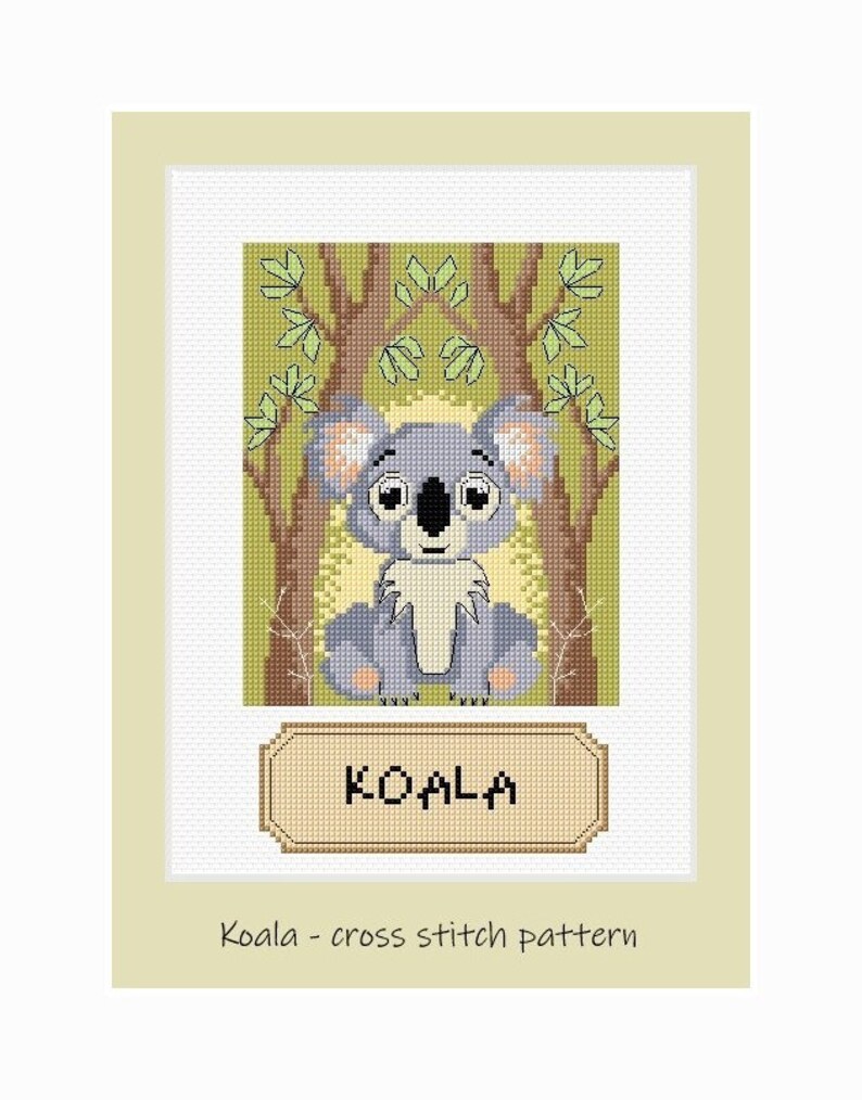 Koala Cross Stitch Pattern Jungle Animal Cross Stitch Pattern | Etsy