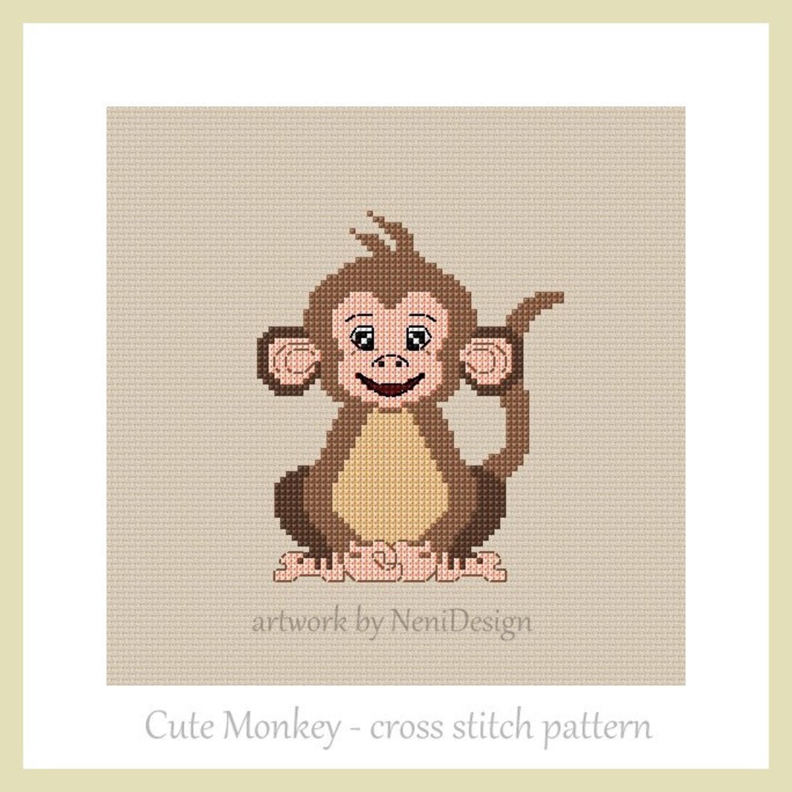 Monkey Cross Stitch, Jungle Animals, Kids Room Decor (PDF Pattern) - Etsy