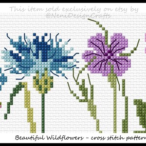 Beautiful Wildflowers Cross Stitch Pattern Flower Cross Stitch ...