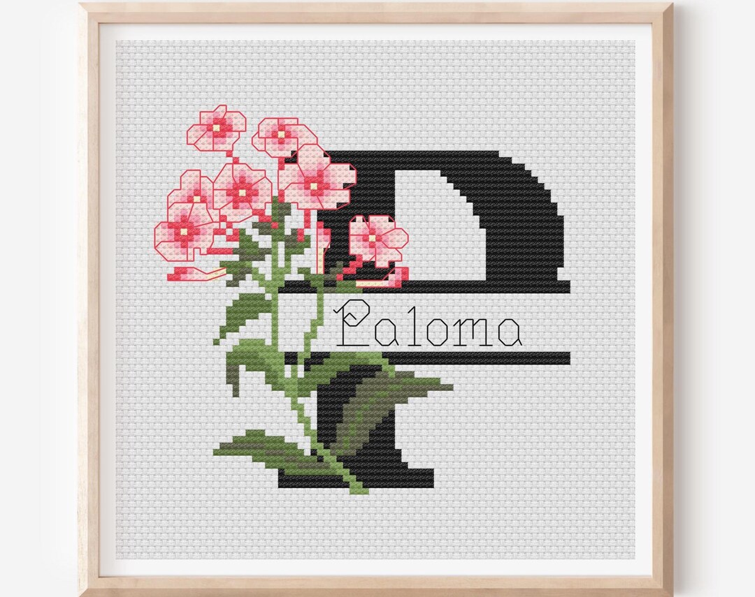 Alphabet Cross Stitch Pattern Letter P Phlox Only P Letter Custom Names ...