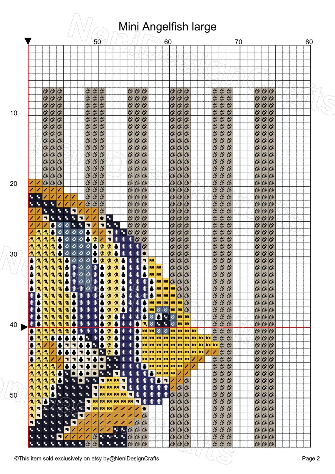 Angelfish Cross Stitch Pattern: Modern Mini Sea Animal Design (PDF ...