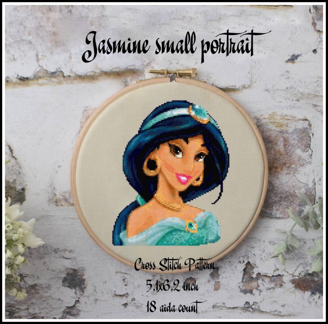 Jasmine Princess Portrait Cross Stitch Pattern (PDF Download) - Etsy