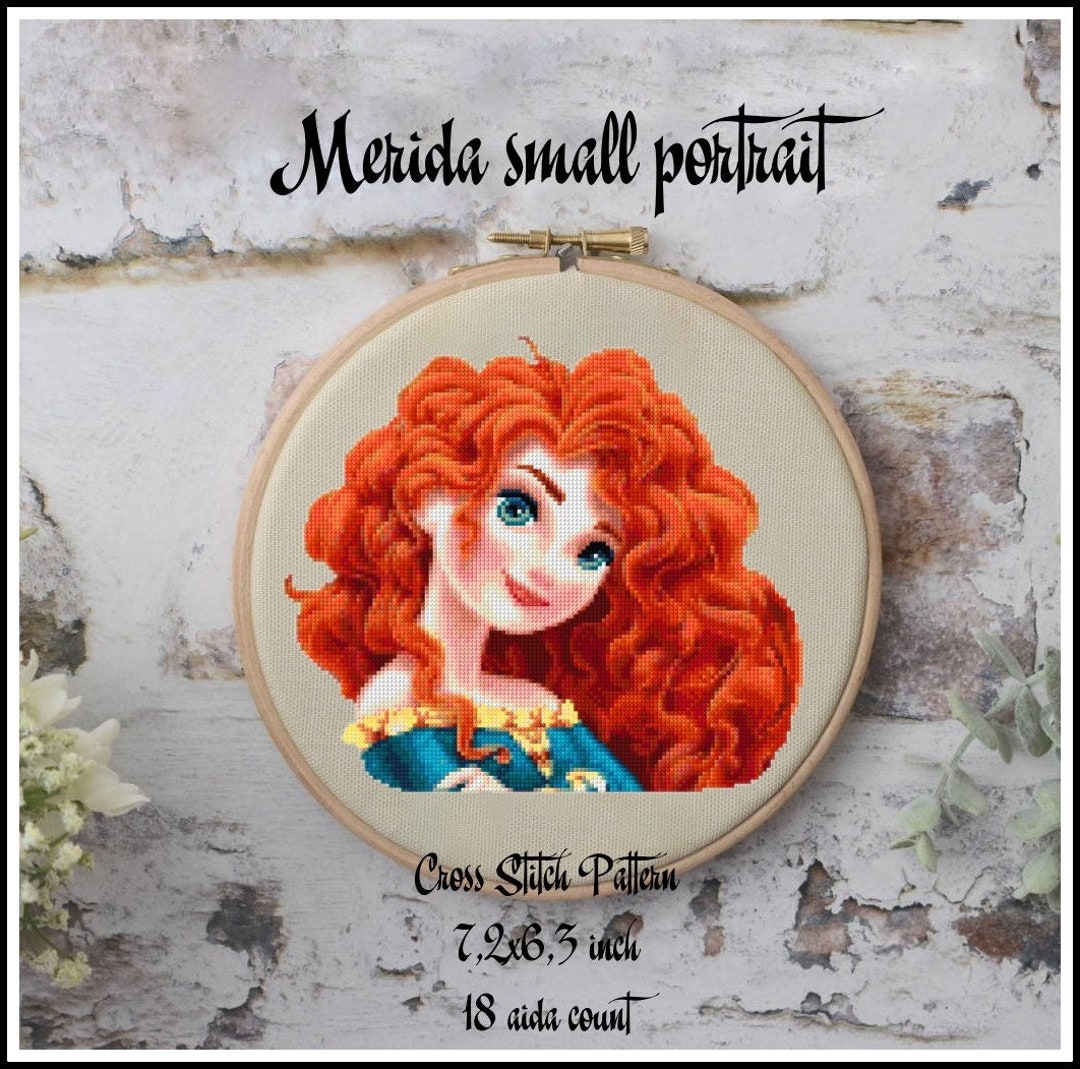 Merida Small Portrait Cross Stitch Pattern Princess Cross Stitch Merida ...