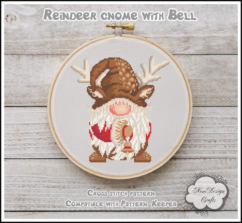 Reindeer Gnome Cross Stitch Pattern Christmas Gnome Holiday - Etsy