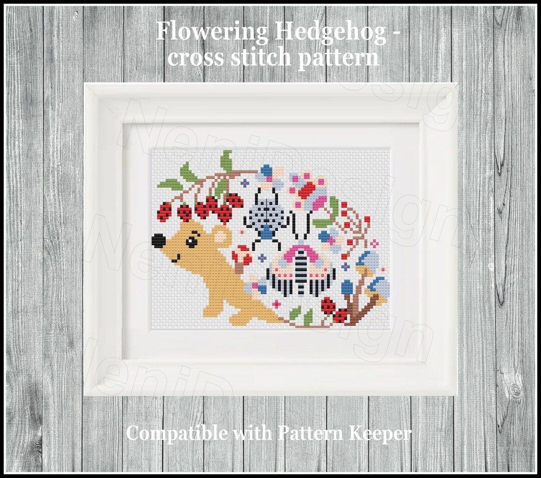 Flowering Hedgehog Cross Stitch Pattern, Animal Design (PDF Pattern) - Etsy
