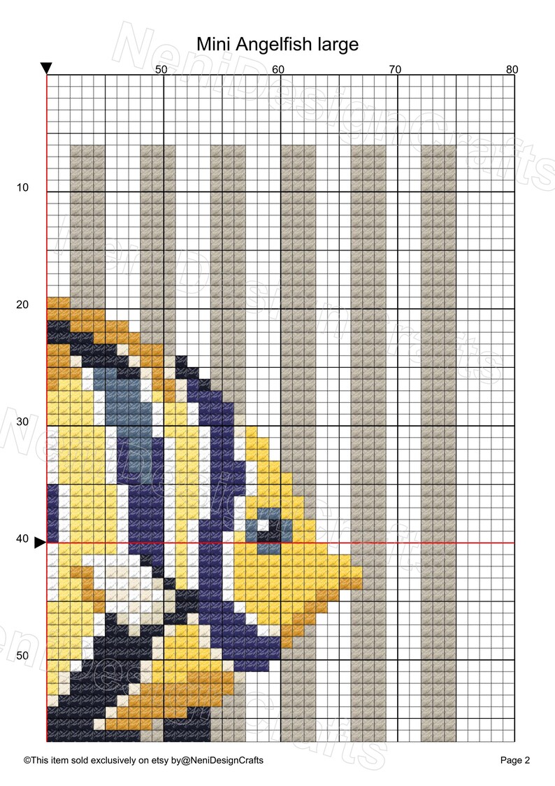 Angelfish Cross Stitch Pattern: Modern Mini Sea Animal Design (PDF ...