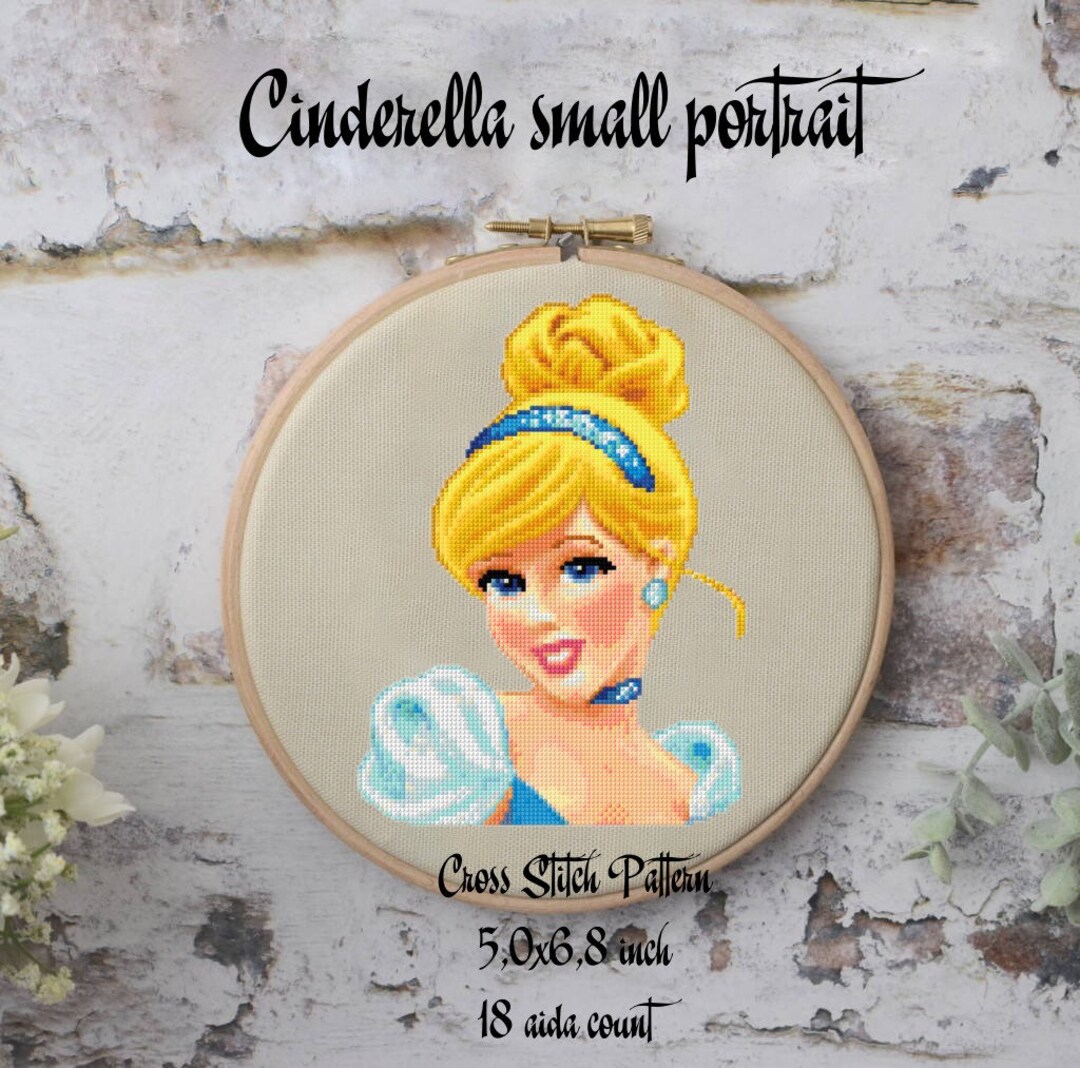 Cinderella Small Portrait Cross Stitch Pattern Princess Cross Stitch ...