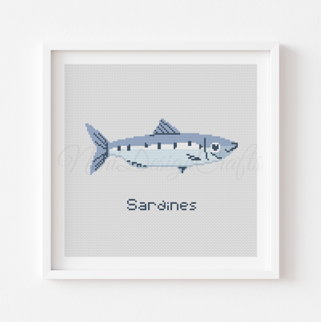 Sardine Cross Stitch Pattern, Abstract Fish Embroidery (PDF Download ...