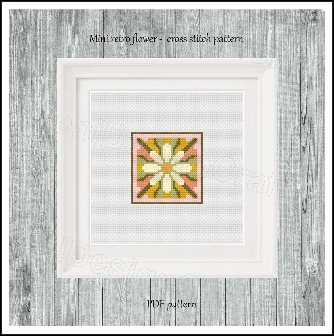 Retro Flower Cross Stitch Pattern, Mini Floral, Modern Embroidery, Home ...