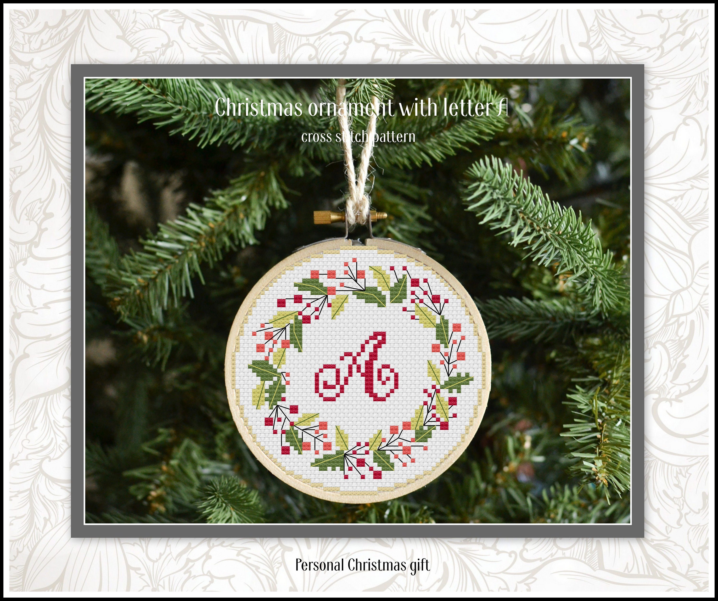 Christmas Ornament Cross Stitch Pattern Personalized Ornament - Etsy