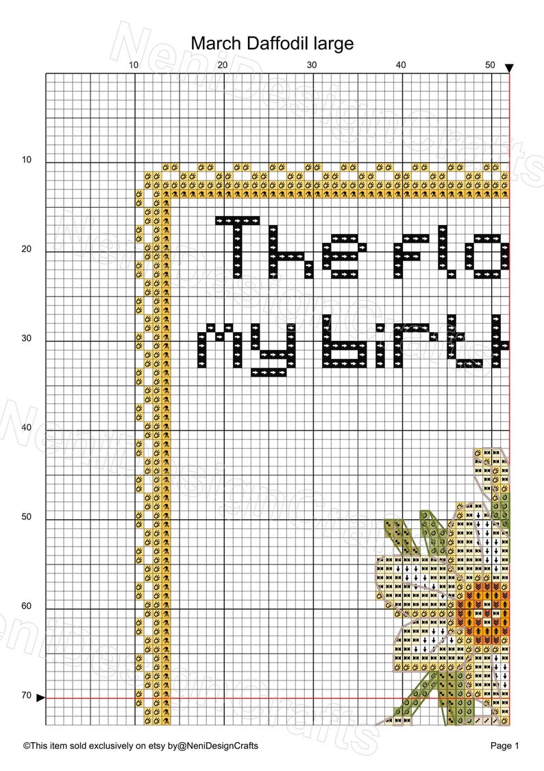 Daffodil Birth Flower Cross Stitch Pattern, Modern Floral Art (PDF ...